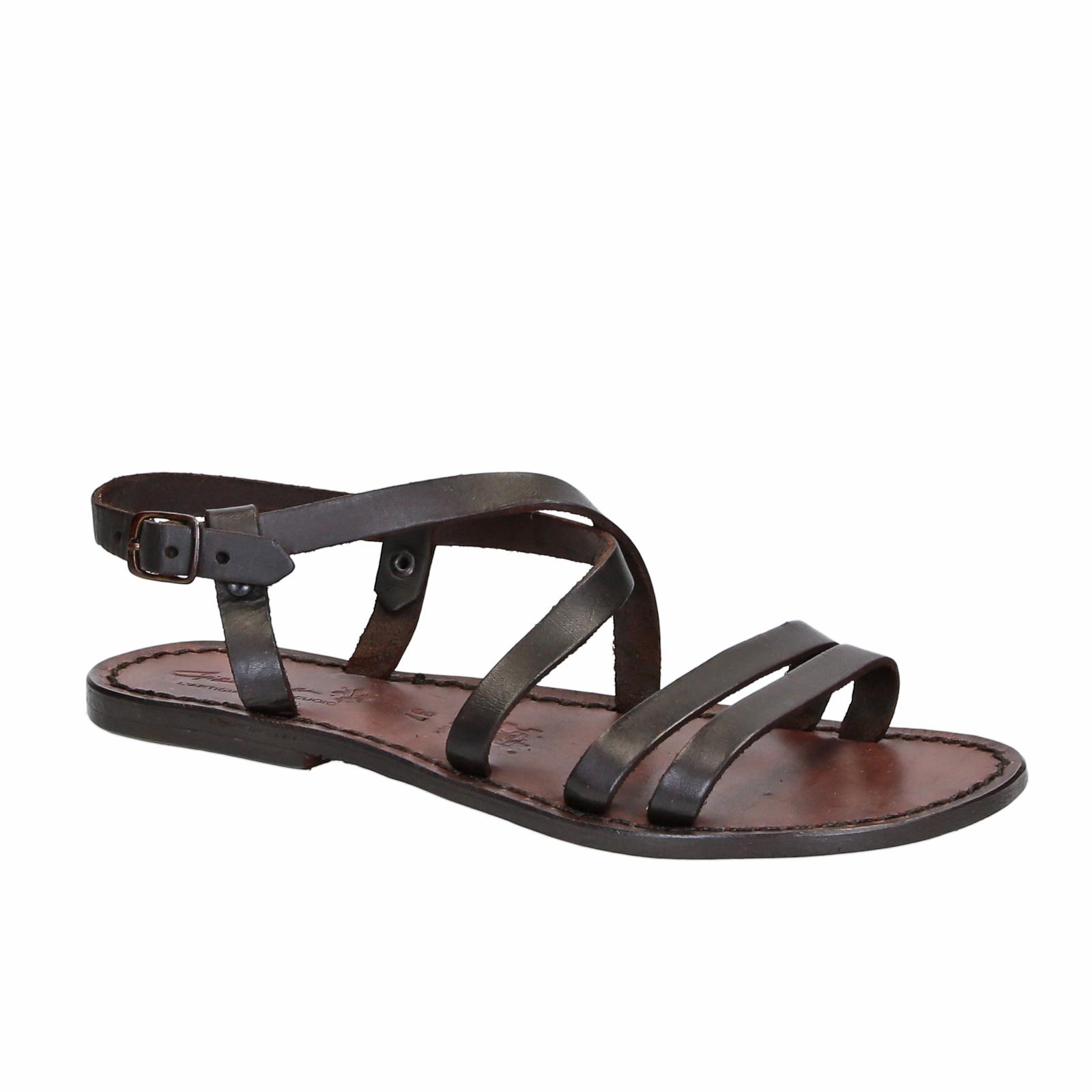 Women's tan leather sandals hand made in Italy | Leather Artisans
