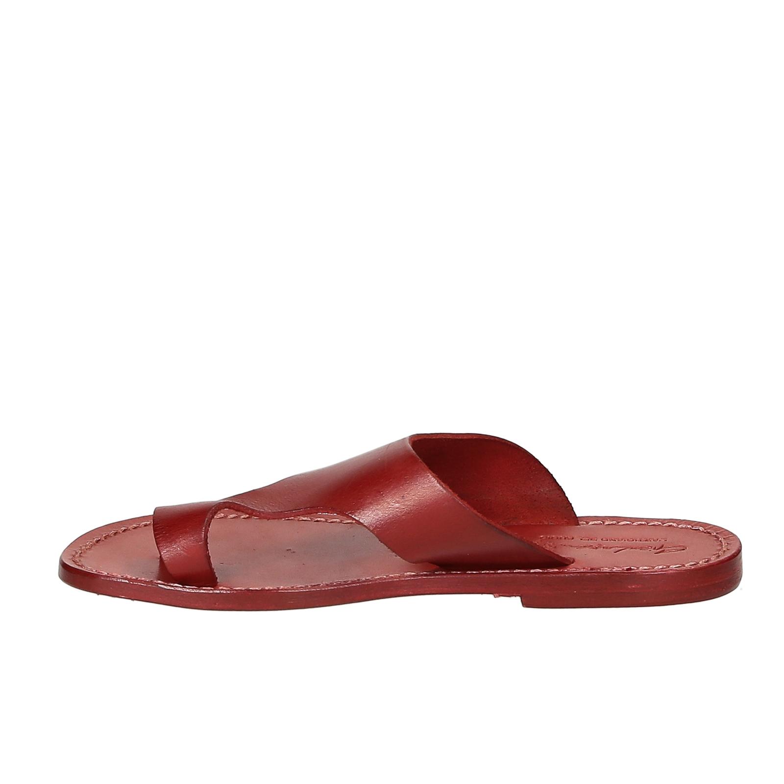 Chanclas de cuero rojo para mujeres hecho a mano - Artigiani del cuoio
