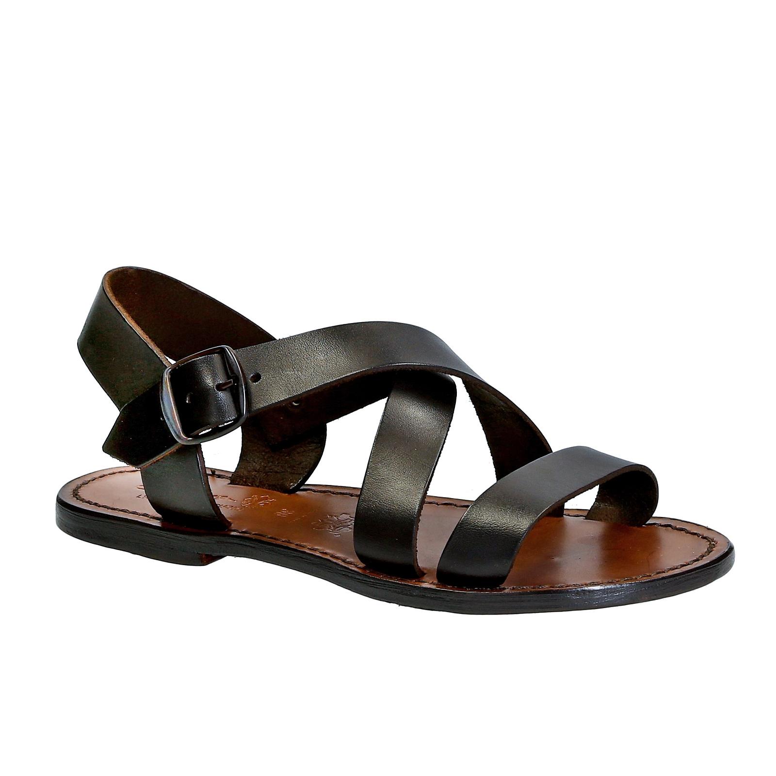 Tan flat sandals for women real leather Handmade in Italy - Artigiani ...