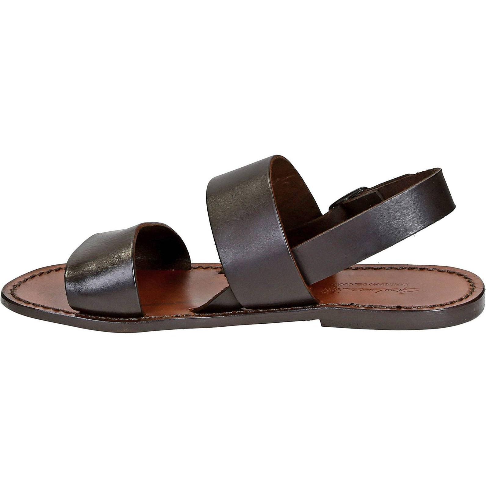 Brown leather franciscan sandals for women - Artigiani del cuoio