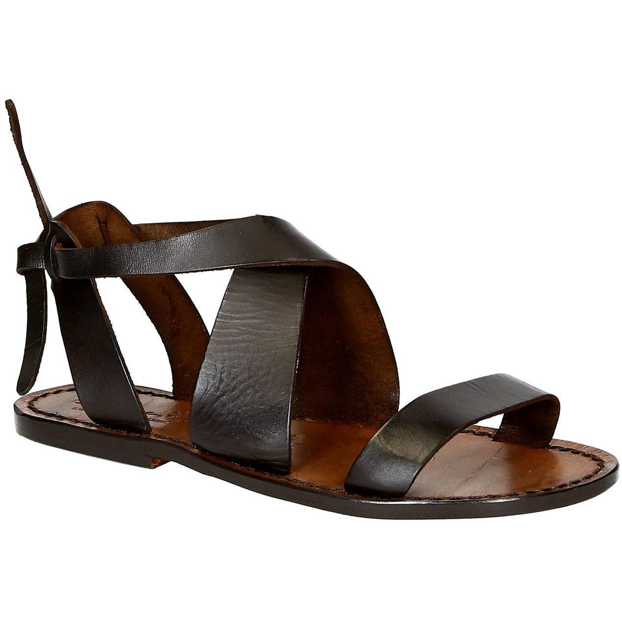 Tan flat sandals for women real leather Handmade in Italy - Artigiani ...