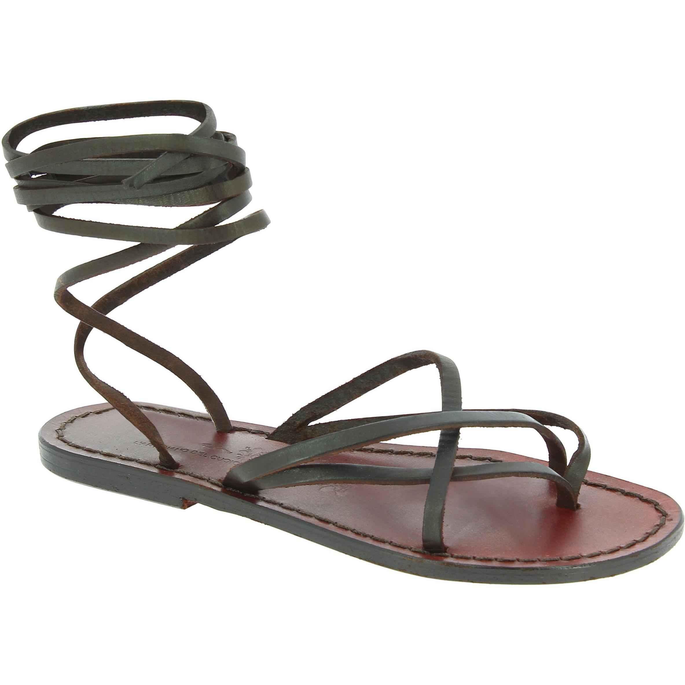 Women's leather sandals handmade in Italy - Artigiani del cuoio
