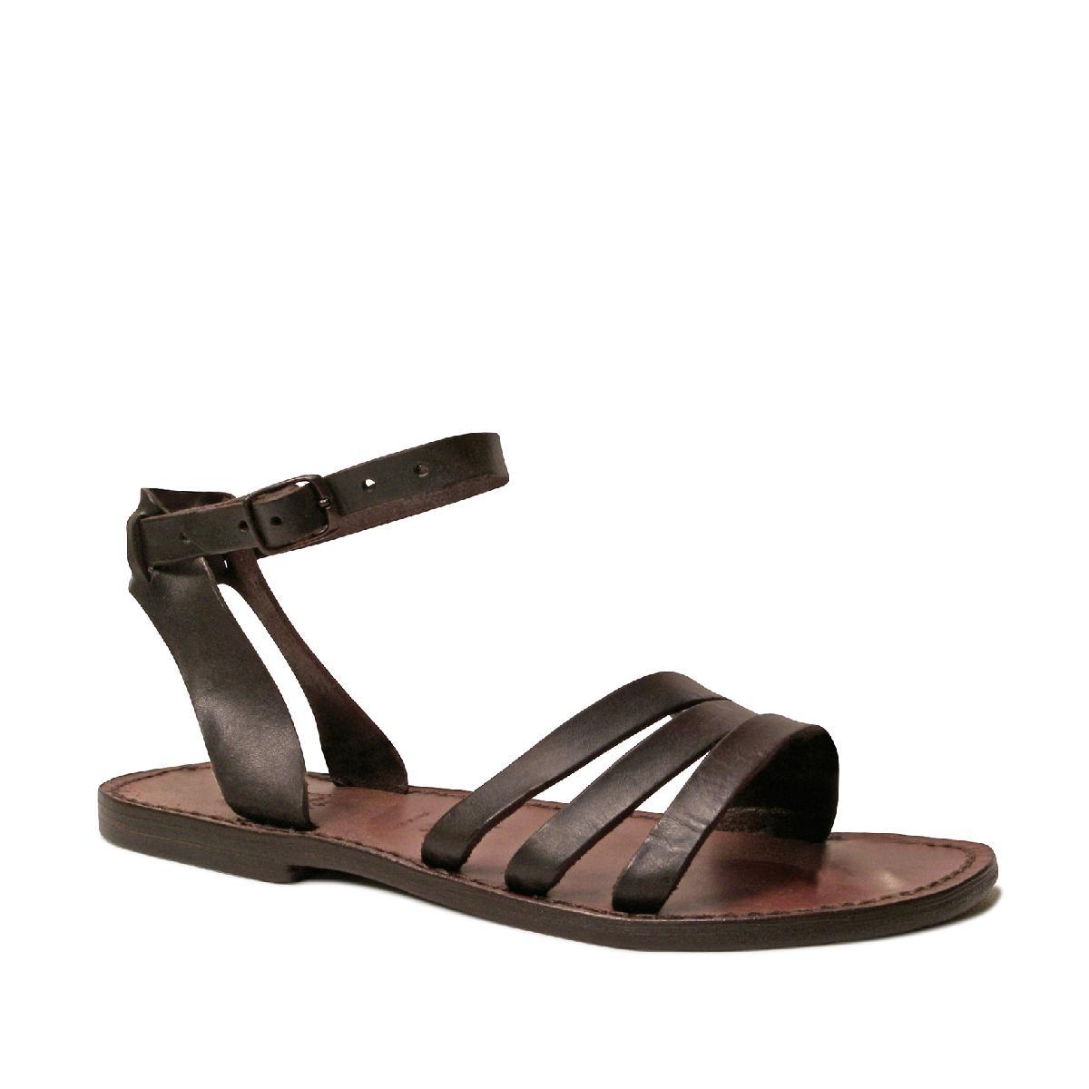 Women's tan leather sandals hand made in Italy | Leather Artisans