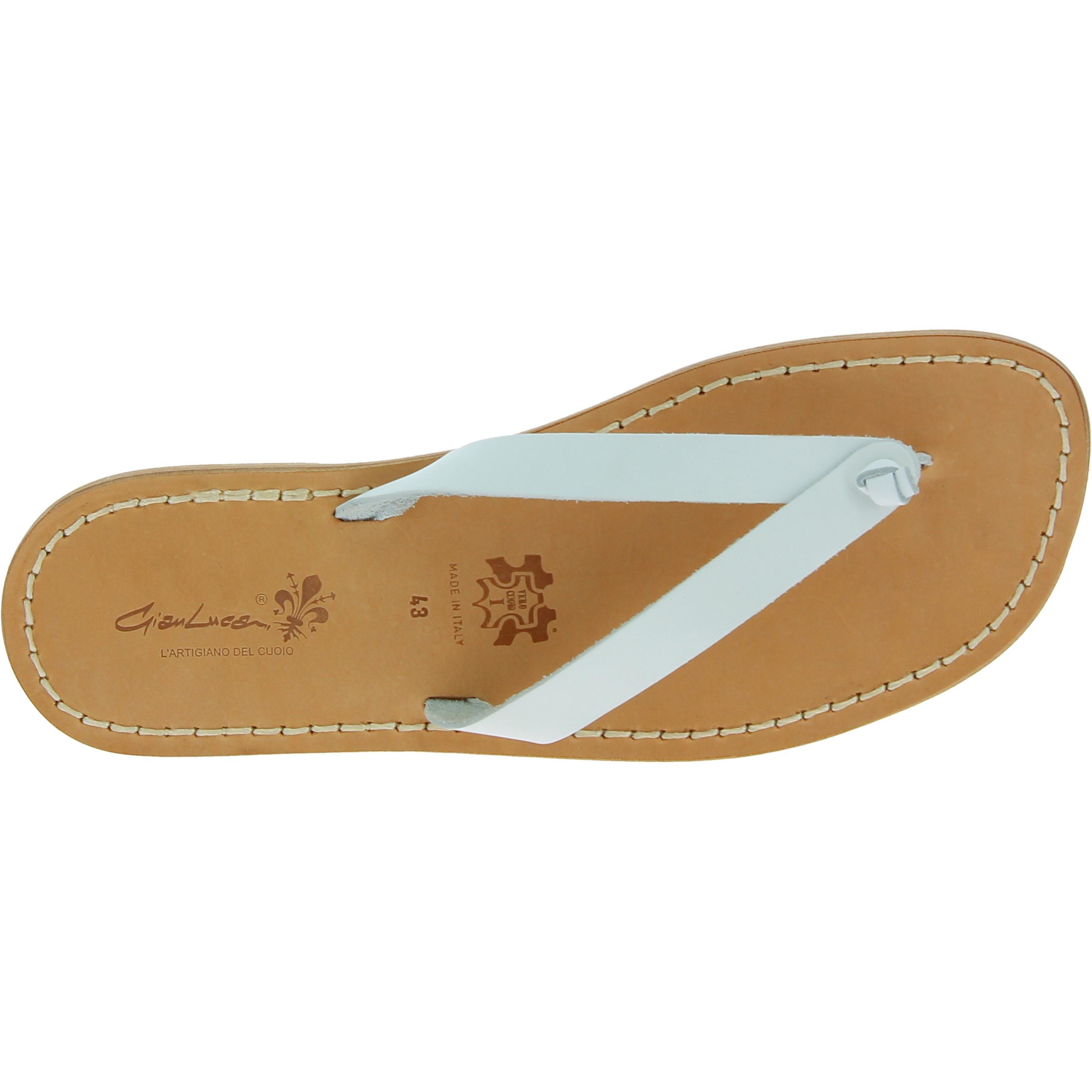Chanclas hechas a mano de cuero blanco para hombres - Artigiani del cuoio