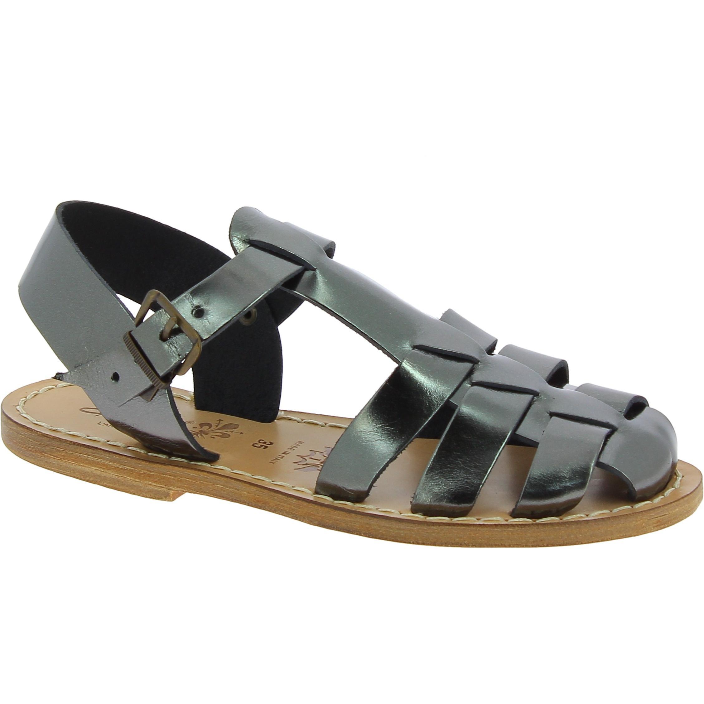 Tan flat sandals for women real leather Handmade in Italy - Artigiani ...