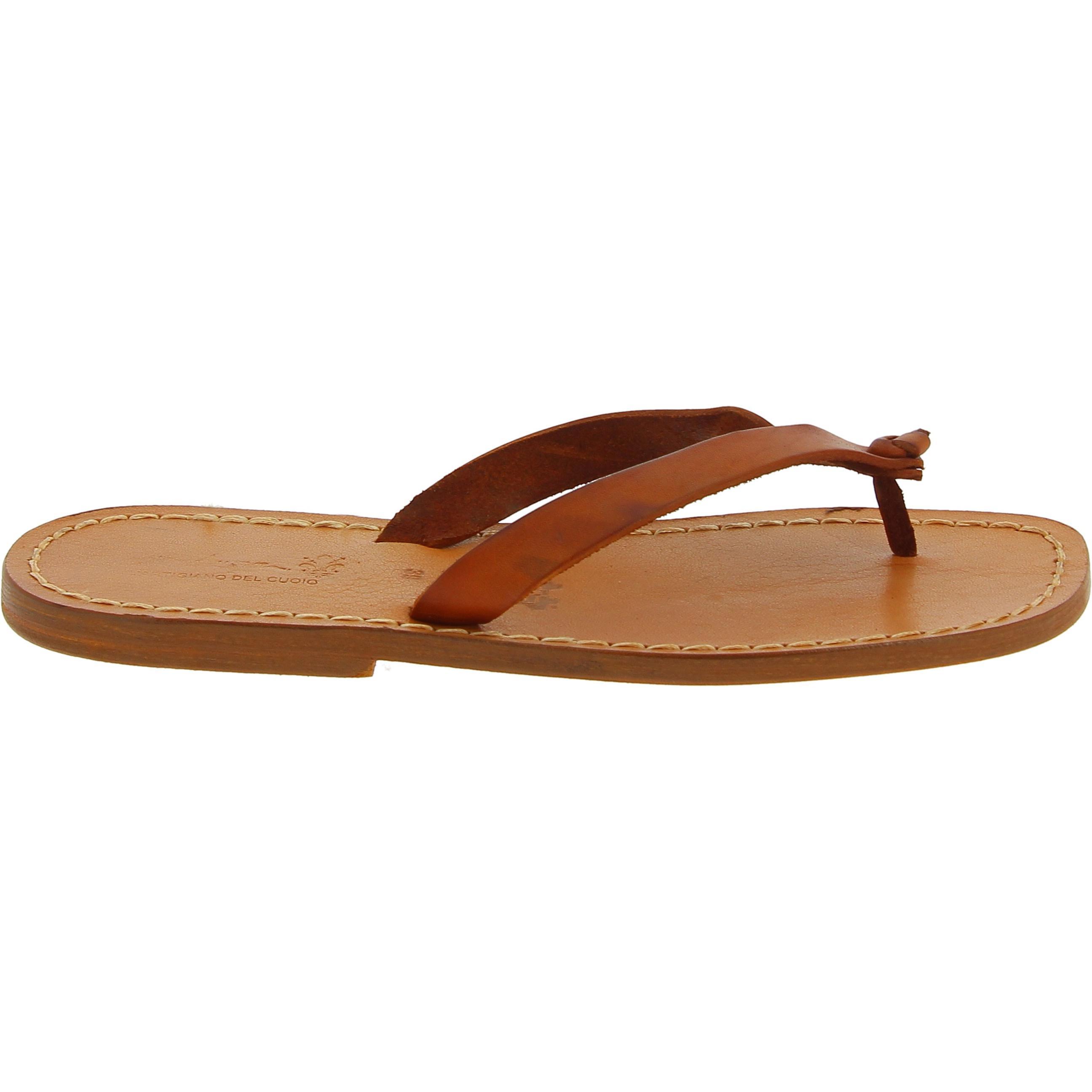 Tong pour homme en cuir marron fait à la main en Italie - Artigiani del ...