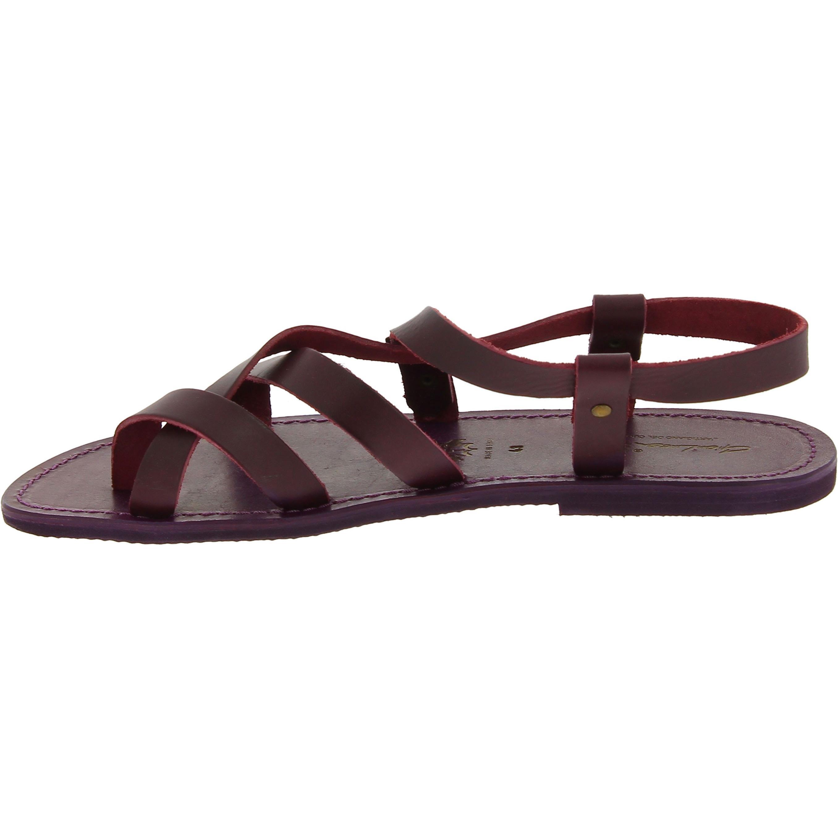 Sandalias gladiador para hombres de piel colores Violeta real ...