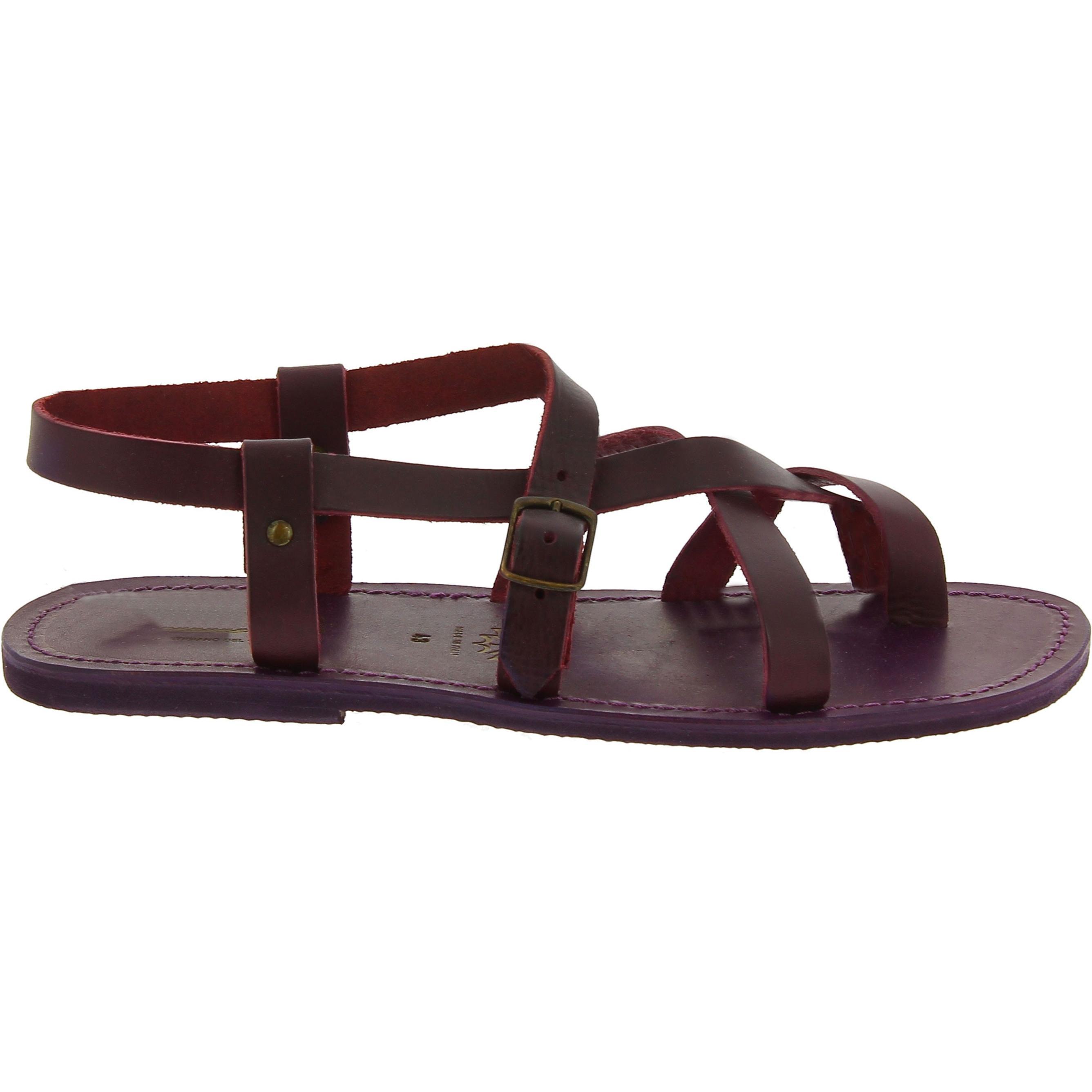 Sandalias gladiador para hombres de piel colores Violeta real ...