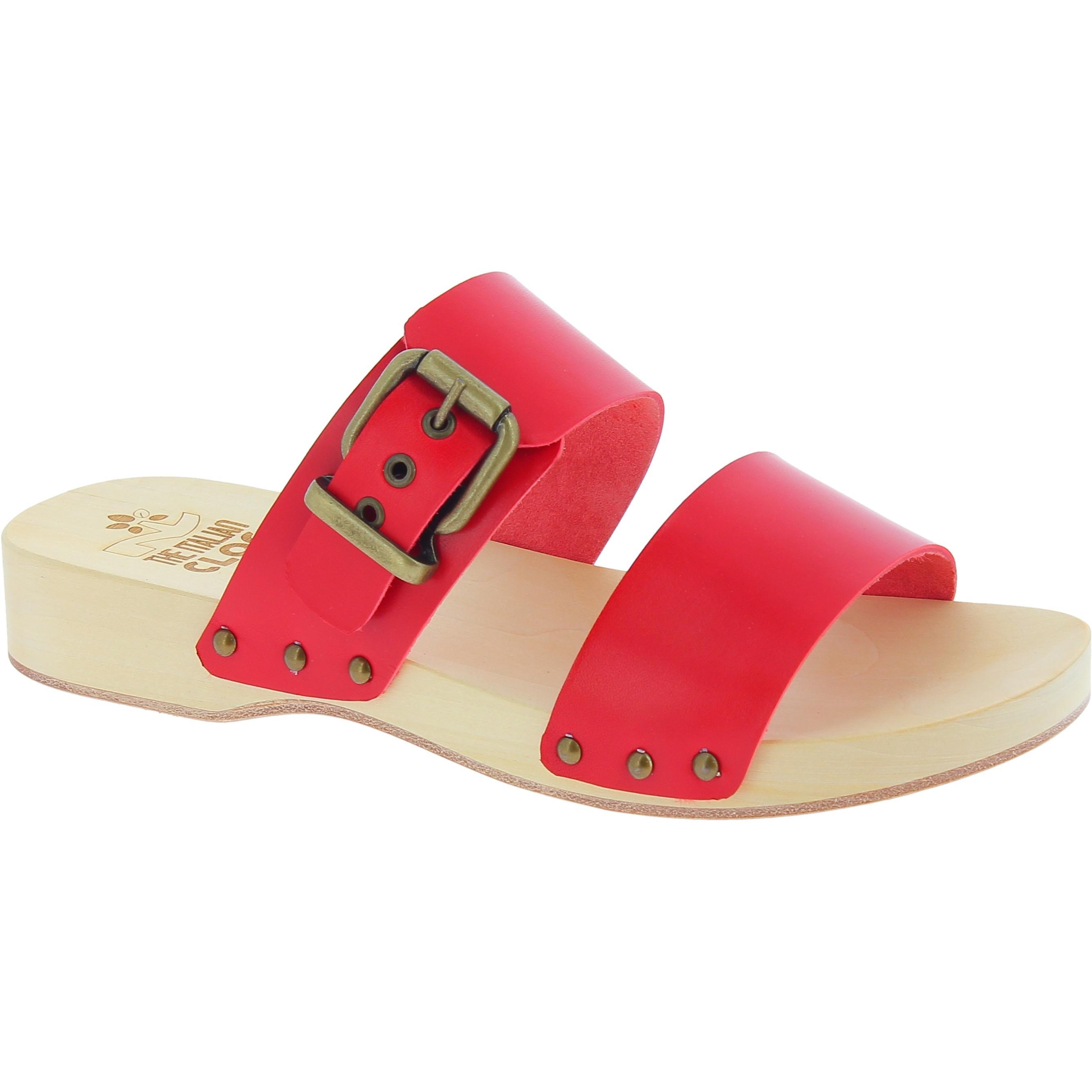 Handmade clogs for men with double adjustable red leather bands ...